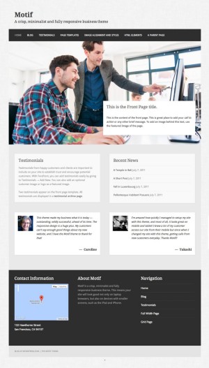 How to setup the front page template on the Motif theme for WordPress ...